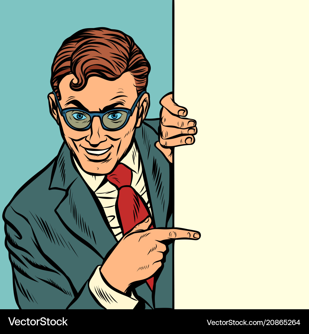 Man points copy space background Royalty Free Vector Image