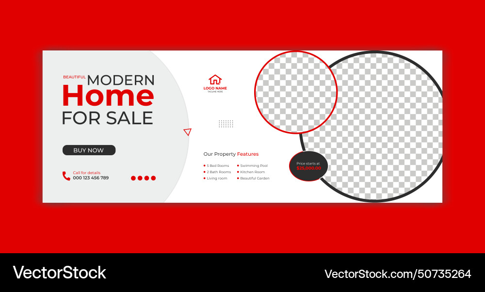 Modern home facebook cover banner Royalty Free Vector Image