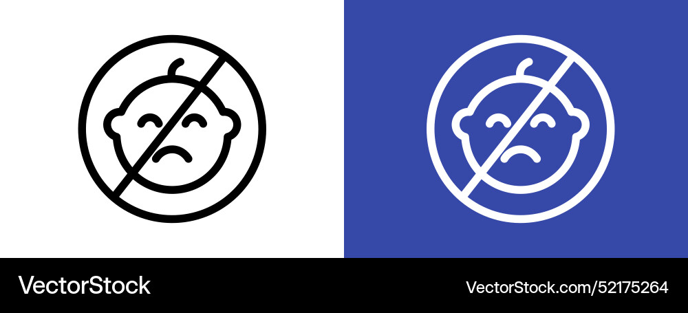 No kid allowed logo sign set outline Royalty Free Vector