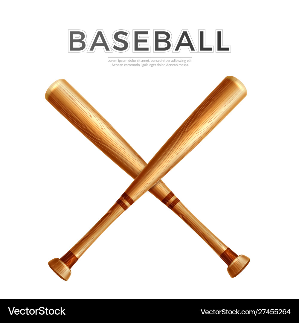 Realistic crossed baseball bat for betting Vector Image