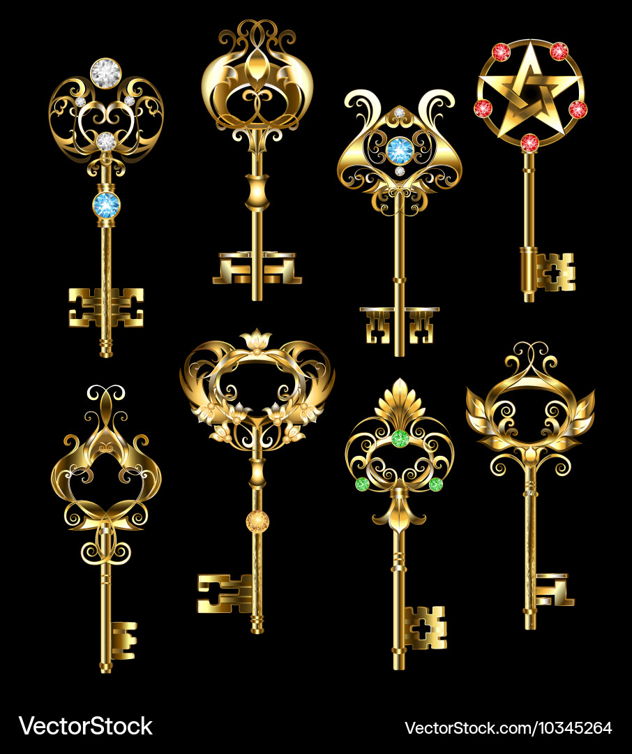 Set of gold keys Royalty Free Vector Image - VectorStock