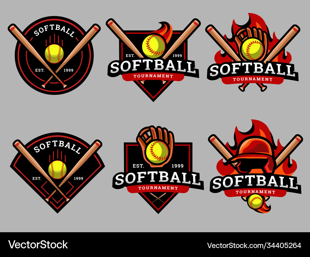 Softball Logo Set - Badges & Emblems Vector Image