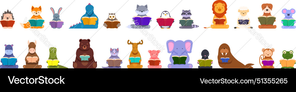 Animals read fairy tales a group Royalty Free Vector Image