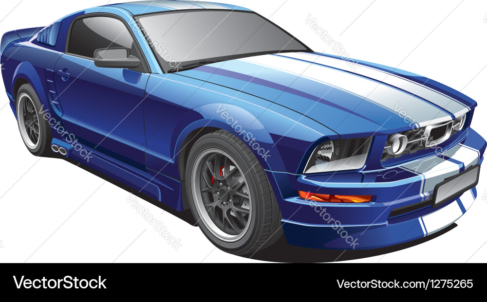 Blue muscle car Royalty Free Vector Image - VectorStock
