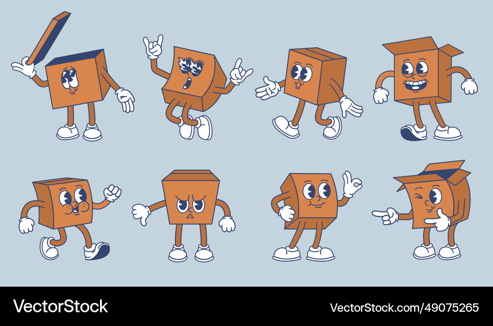 Cartoon cardboard package box mascot delivery Vector Image