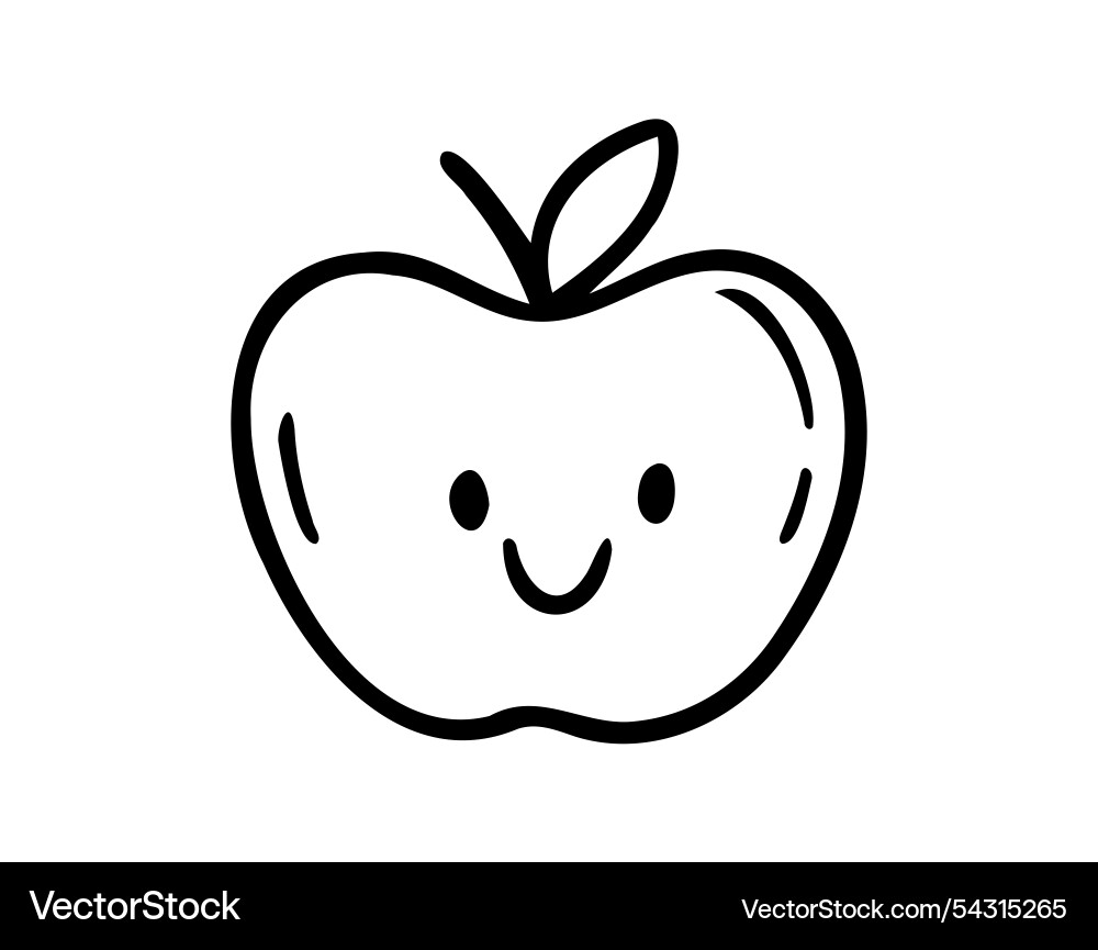 Cute apple character doodle hand drawn style Vector Image