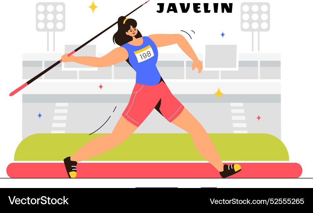 Javelin thrower athlete using a long spear shaped Vector Image