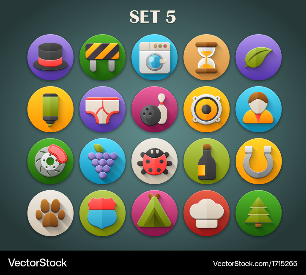 Modern Rounded Icons - Set 5 Royalty Free Vector Image