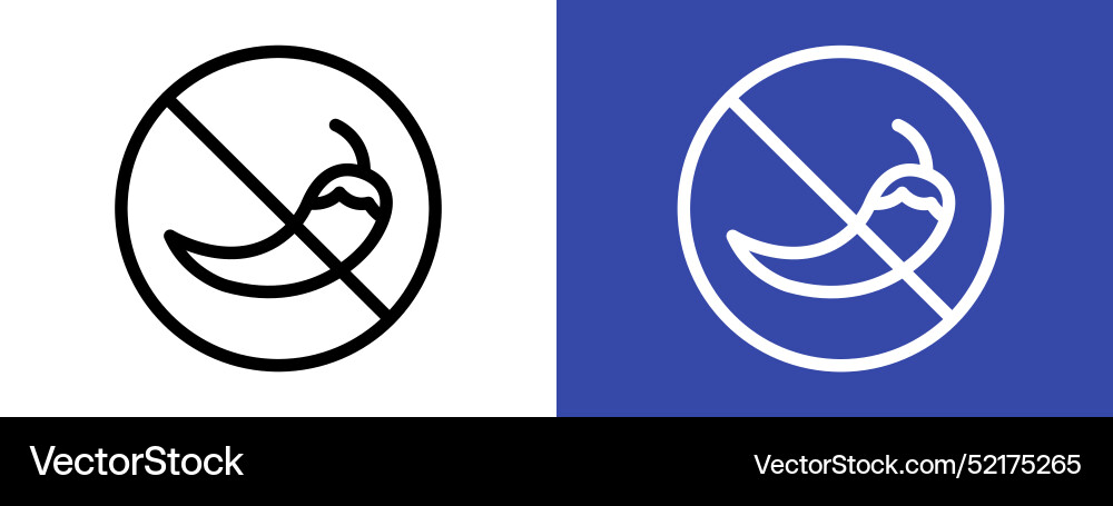 No spicy hot chilli logo sign set outline Vector Image