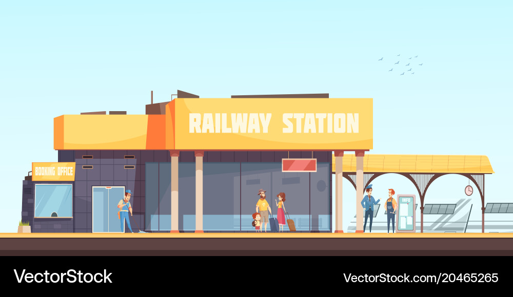Railway station background Royalty Free Vector Image