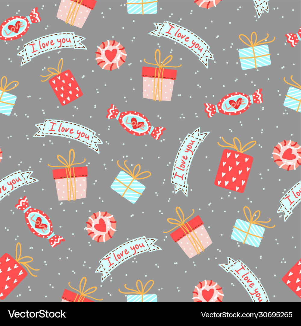 Seamless pattern for valentine s day with cute Vector Image
