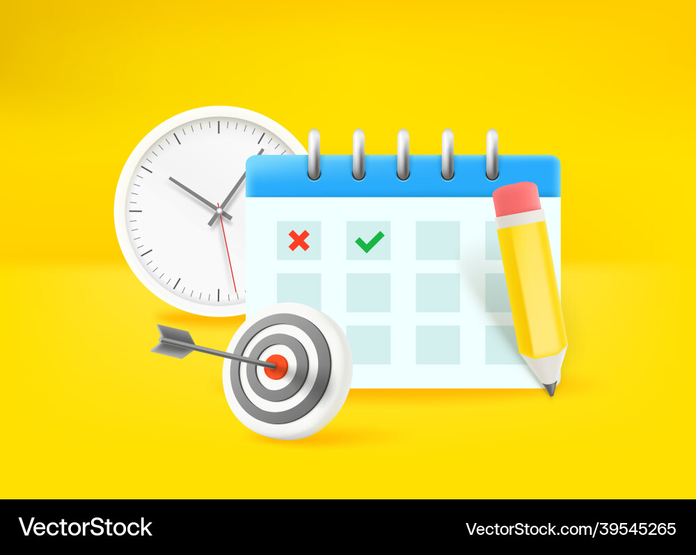 Time management concept paper calendar dart Vector Image