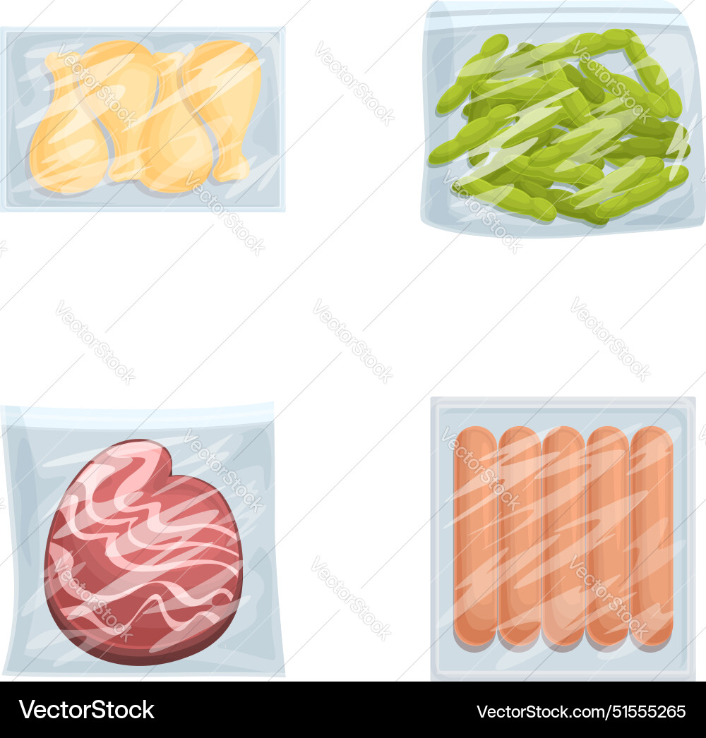 Vacuum sealed food set Royalty Free Vector Image