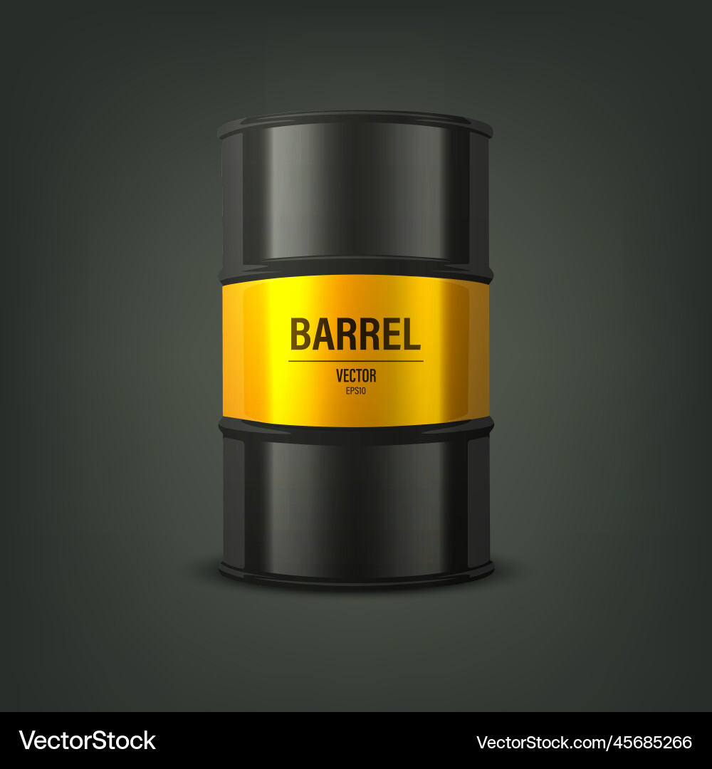 3d realistic black and yellow barrel Royalty Free Vector
