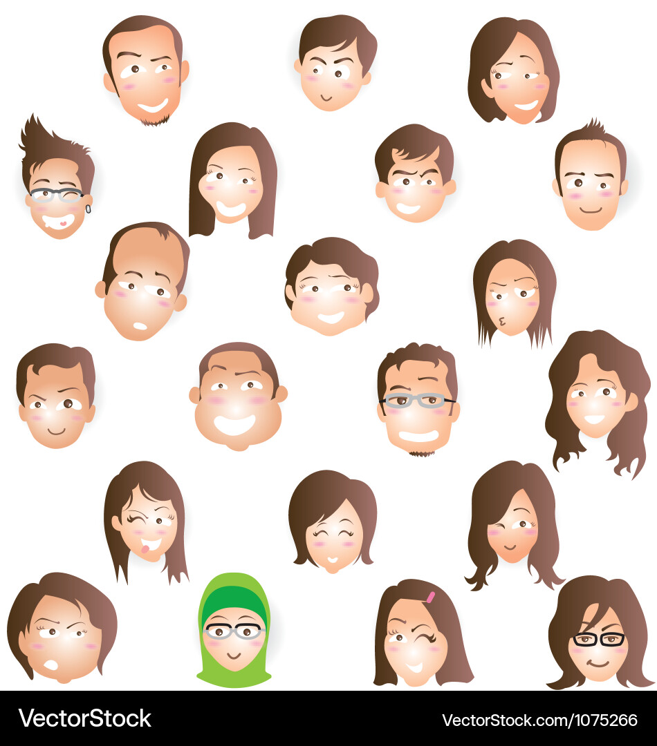 Cartoon faces Royalty Free Vector Image - VectorStock