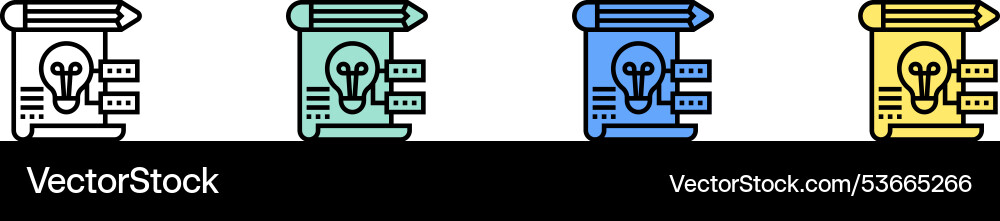 Content design icon outline green blue and yellow Vector Image