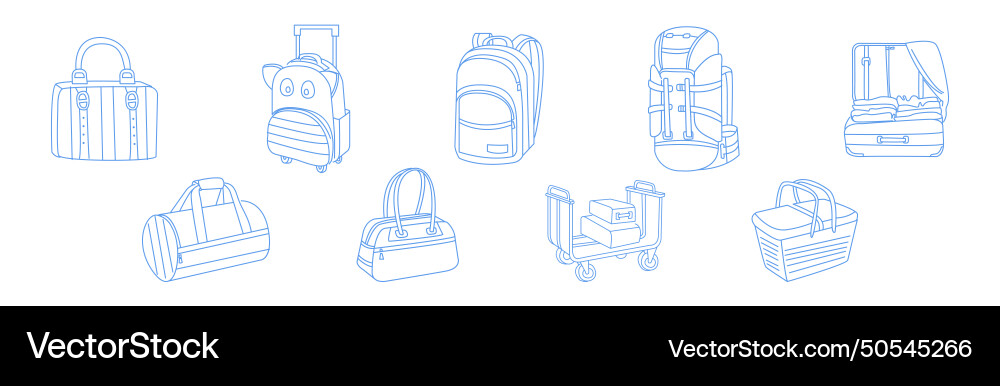 Luggage bag and baggage as pack tourism object Vector Image