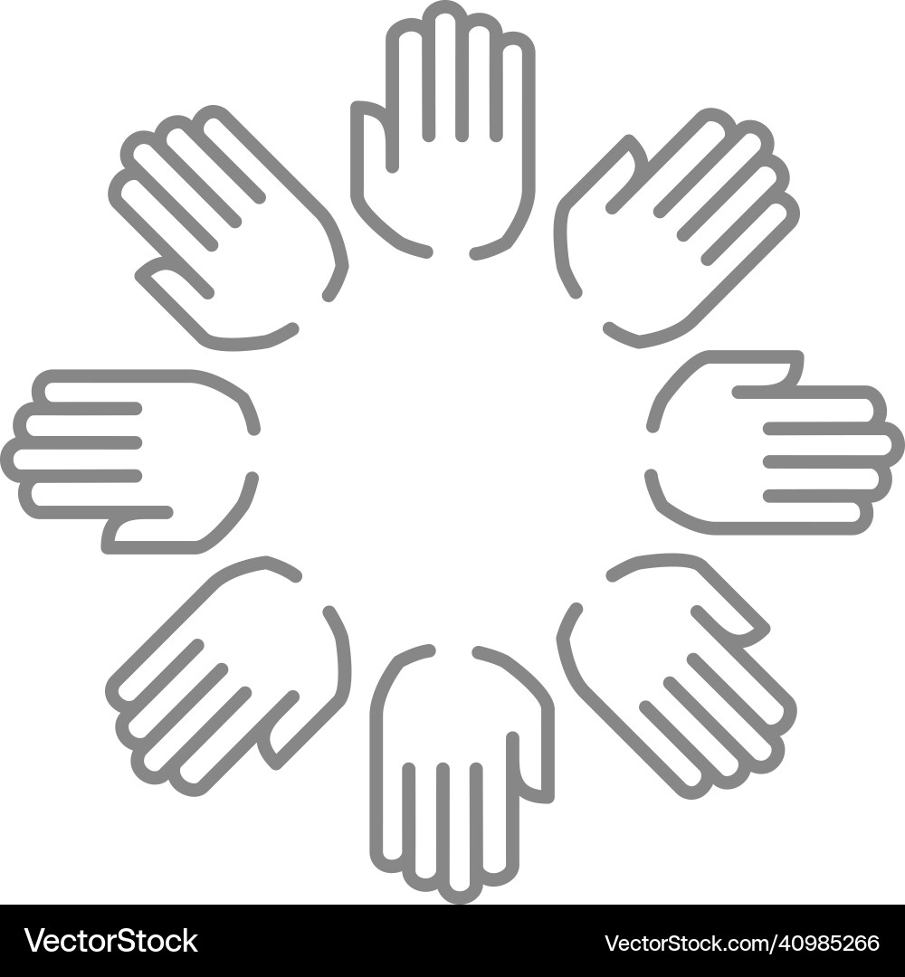 Unity line icon cooperate teamwork support Vector Image