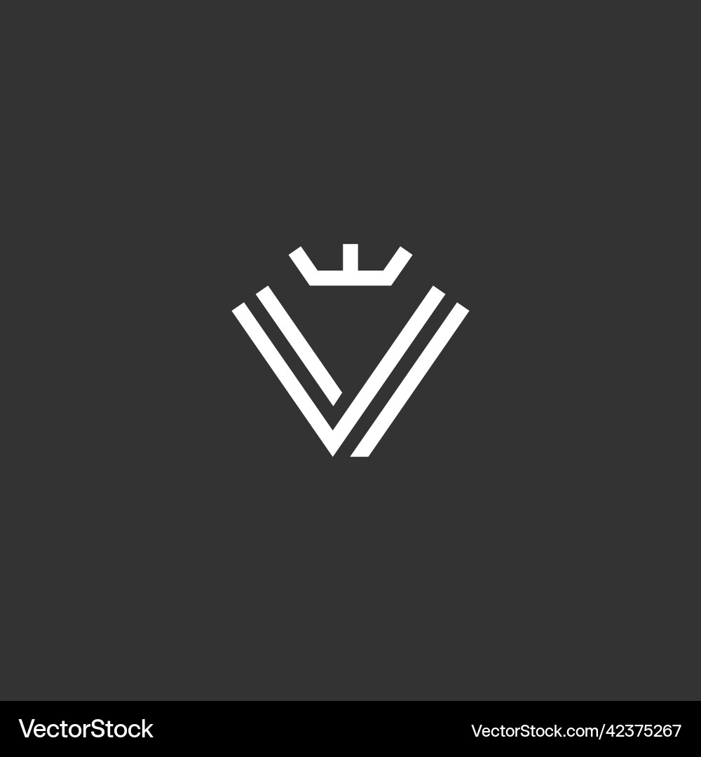 Abstract linear monogram letter v with crown logo Vector Image