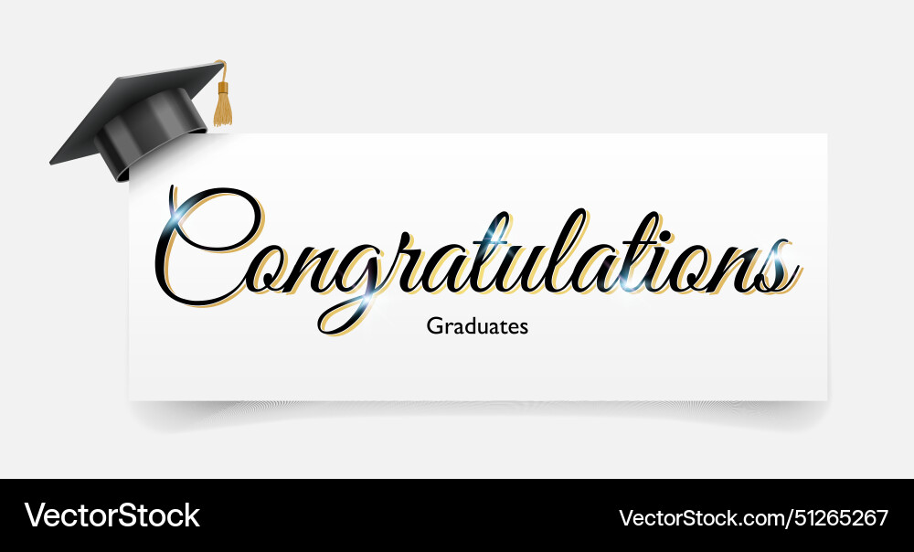 Congratulations sign for graduation with graduate Vector Image