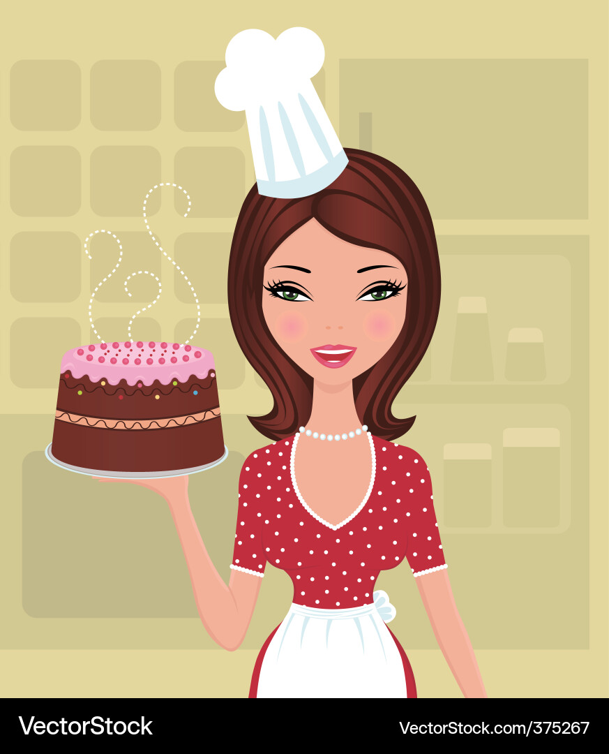 Cute Baker with Cake Royalty Free Vector Image