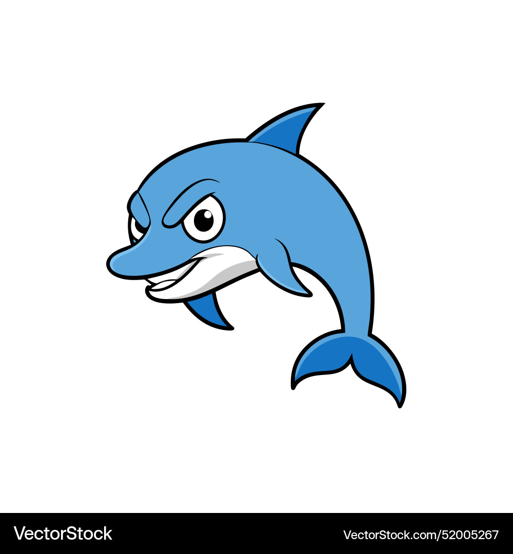 Dusky dolphin fish angry icon Royalty Free Vector Image
