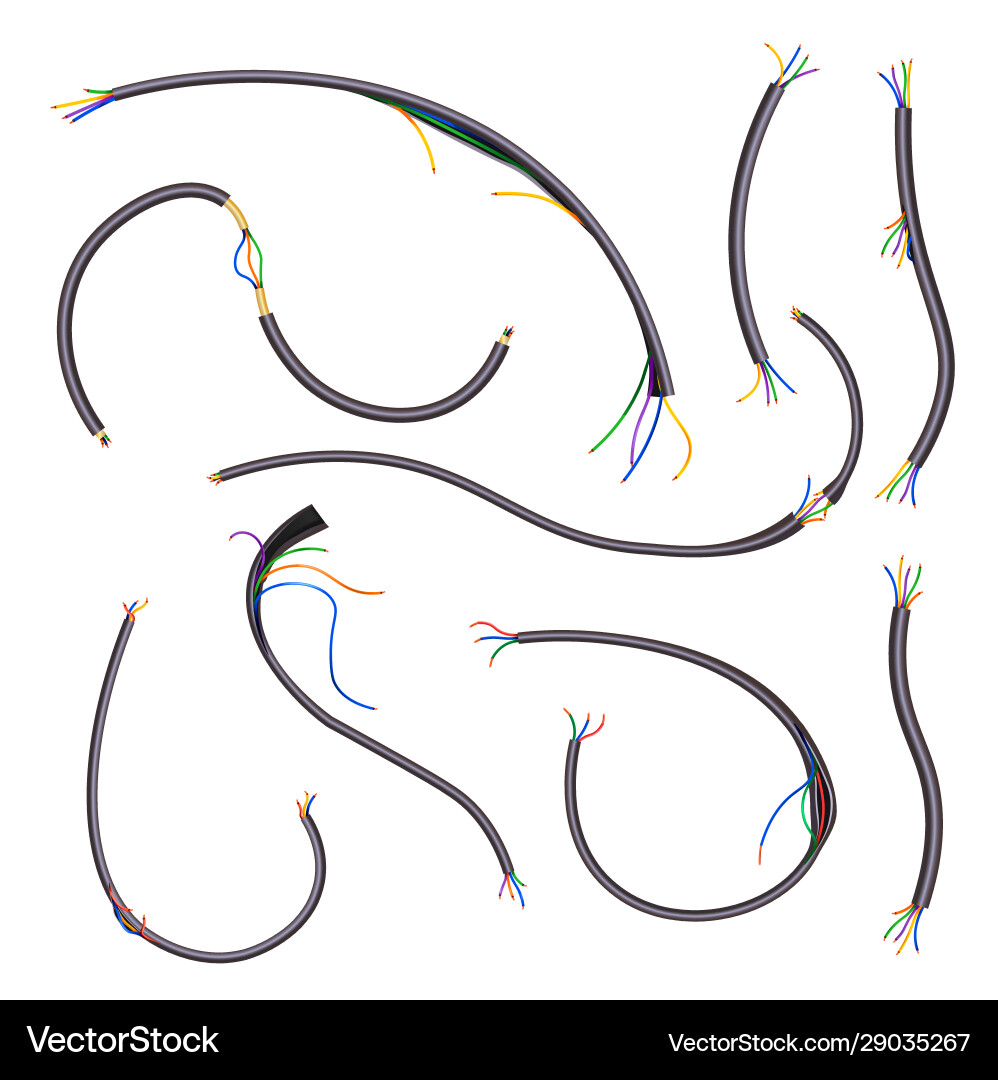 Electric cables isolated icons power wire Vector Image