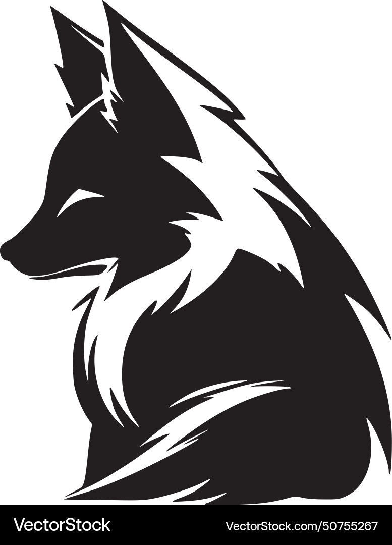 Fox - black and white Royalty Free Vector Image