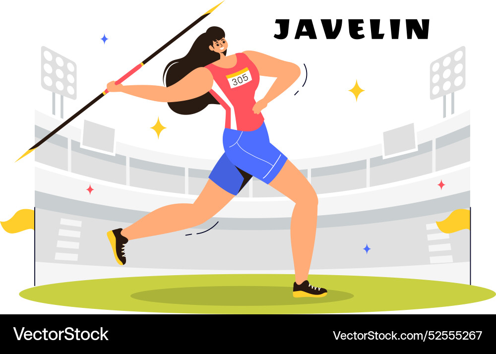 Javelin thrower athlete using a long spear shaped Vector Image