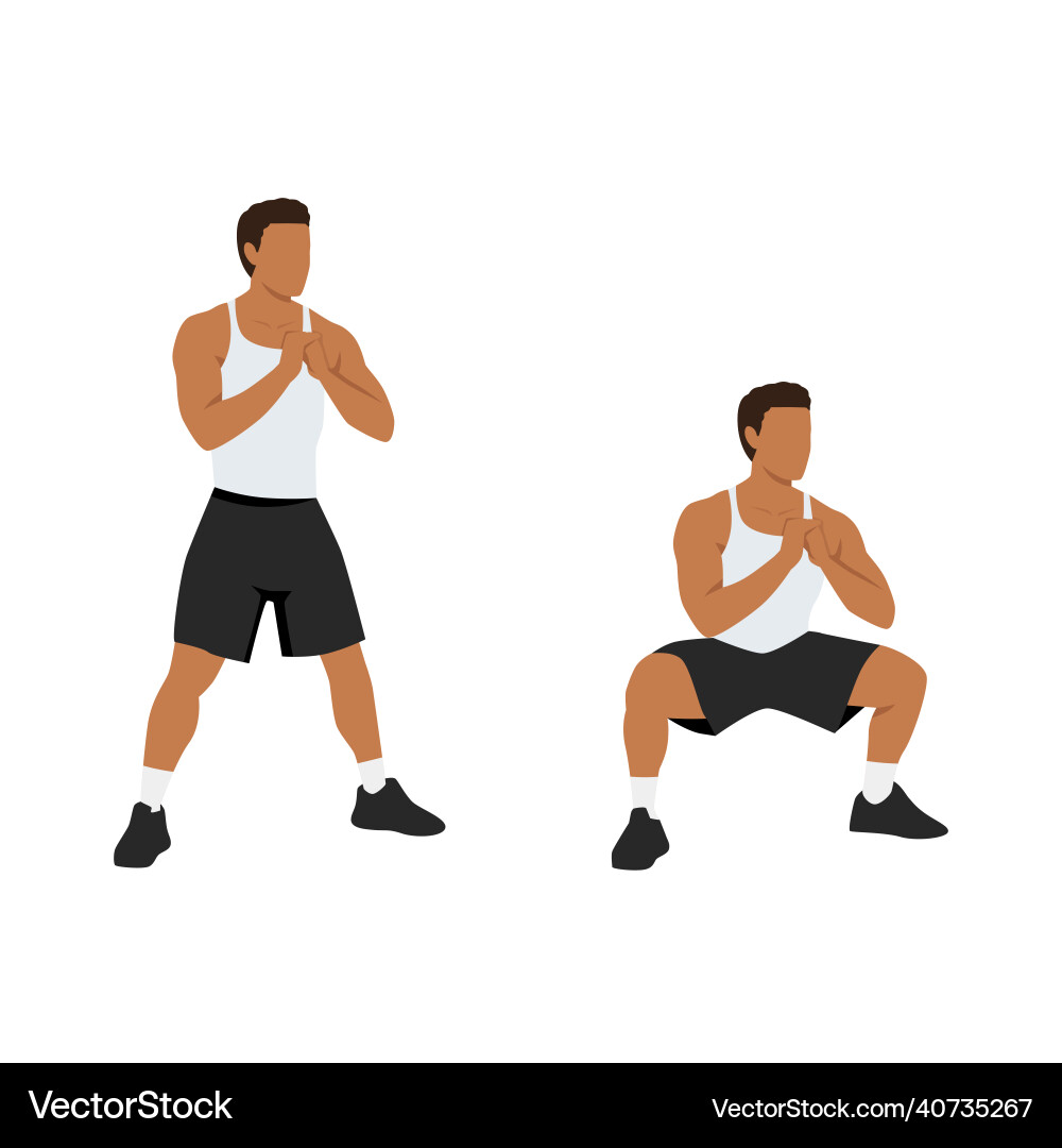 Man Performing Sumo Squats Royalty Free Vector Image
