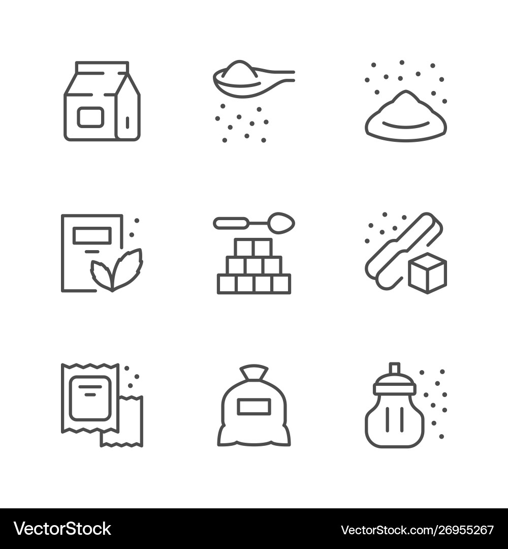 Sugar Line Icons Set Royalty Free Vector Image