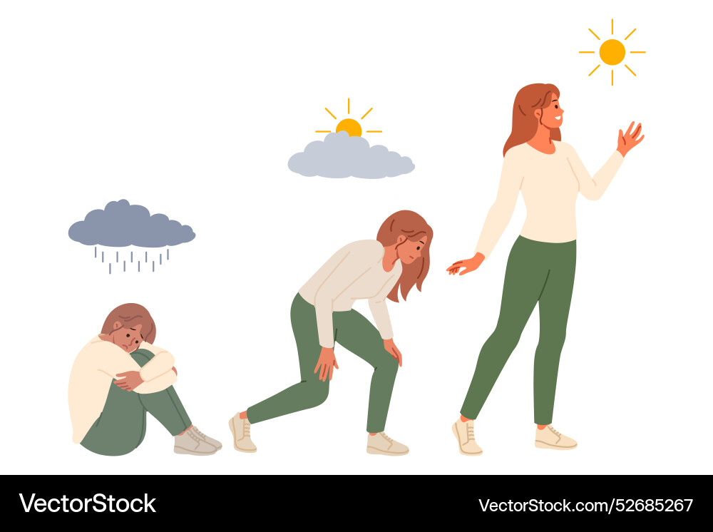 Woman successfully overcomes depression and feels Vector Image