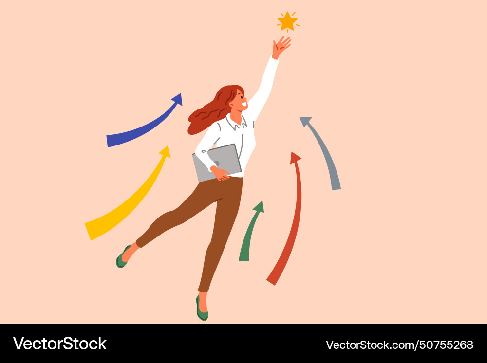 Ambitious woman strives for business progress Vector Image