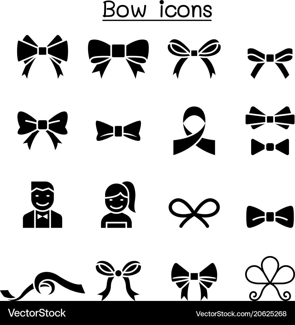 Bow ribbon icon set Royalty Free Vector Image - VectorStock