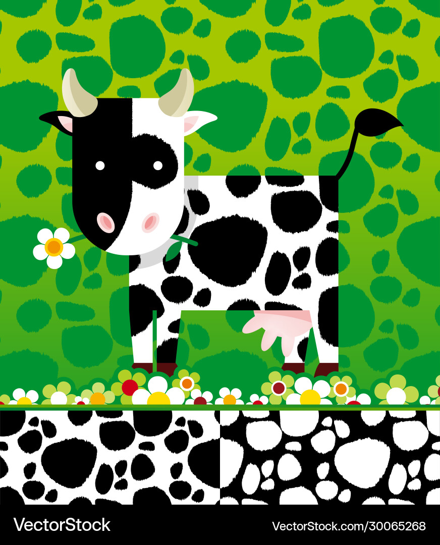 Cow and pattern Royalty Free Vector Image - VectorStock