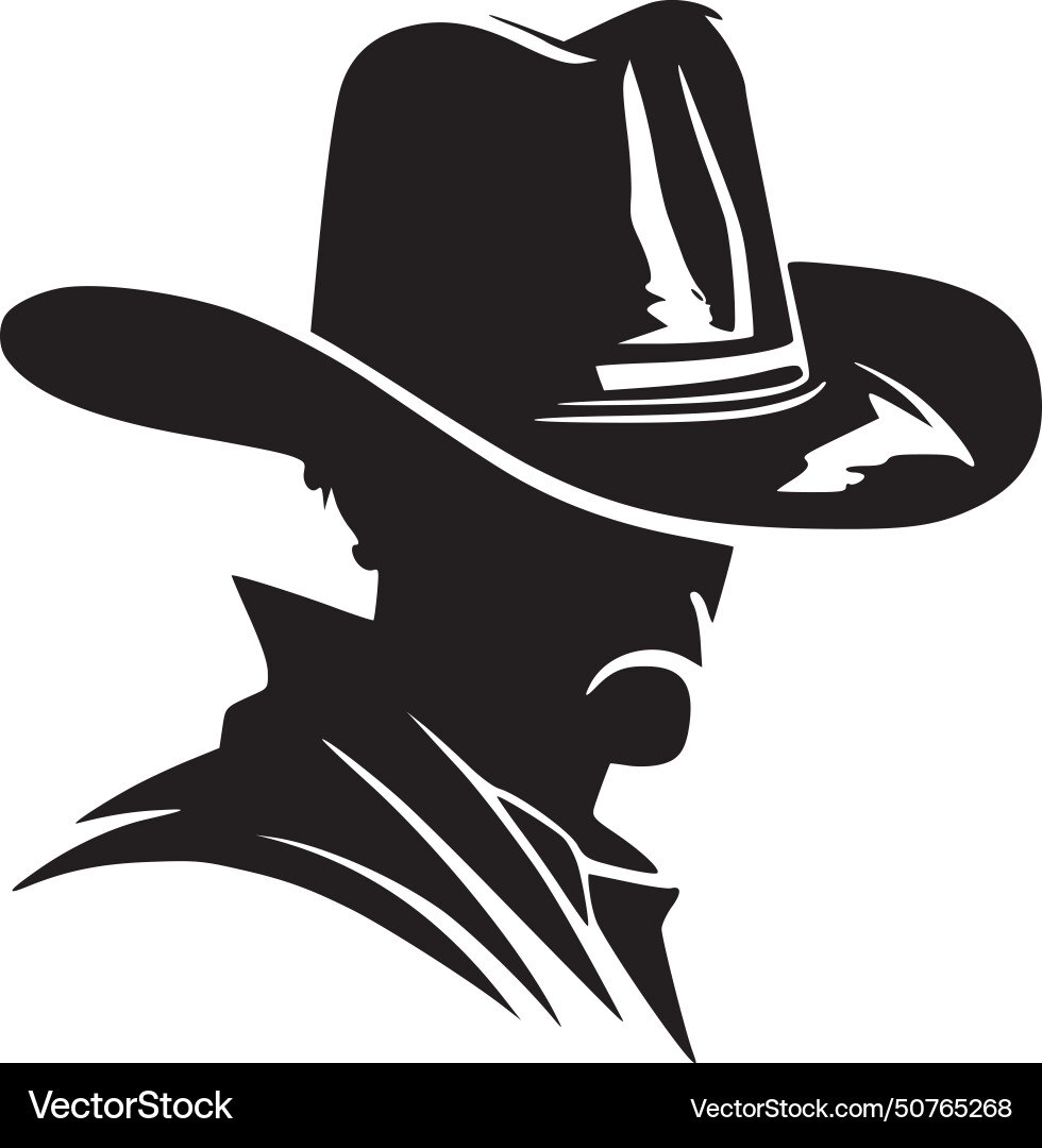 Cowboy - black and white Royalty Free Vector Image