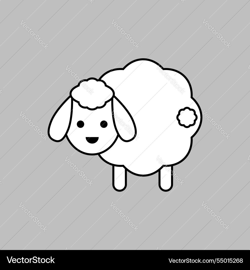 Cute white sheep with tail drawing Royalty Free Vector Image