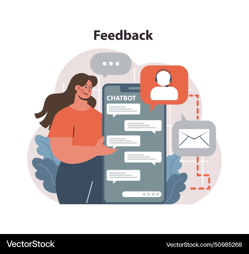 Feedback in digital communication concept flat Vector Image