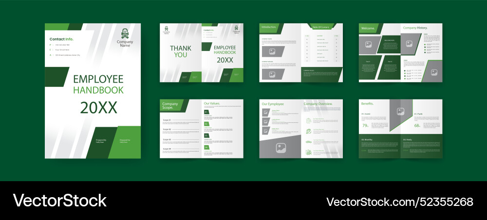 Hr employee handbook brochure template Royalty Free Vector