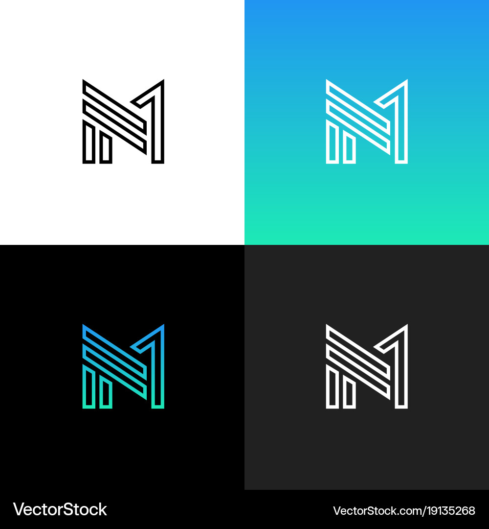 Logo one and zero linear of the numbers 1 Vector Image