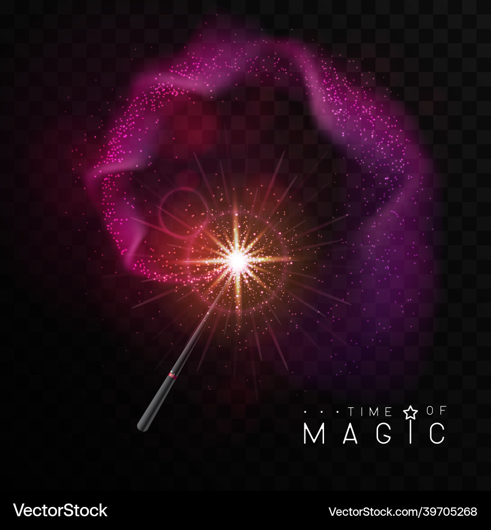 Magic wand with pink glowing shiny trail Vector Image