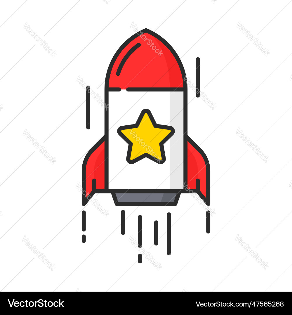 Rocket with loyalty point star icon bonus reward Vector Image