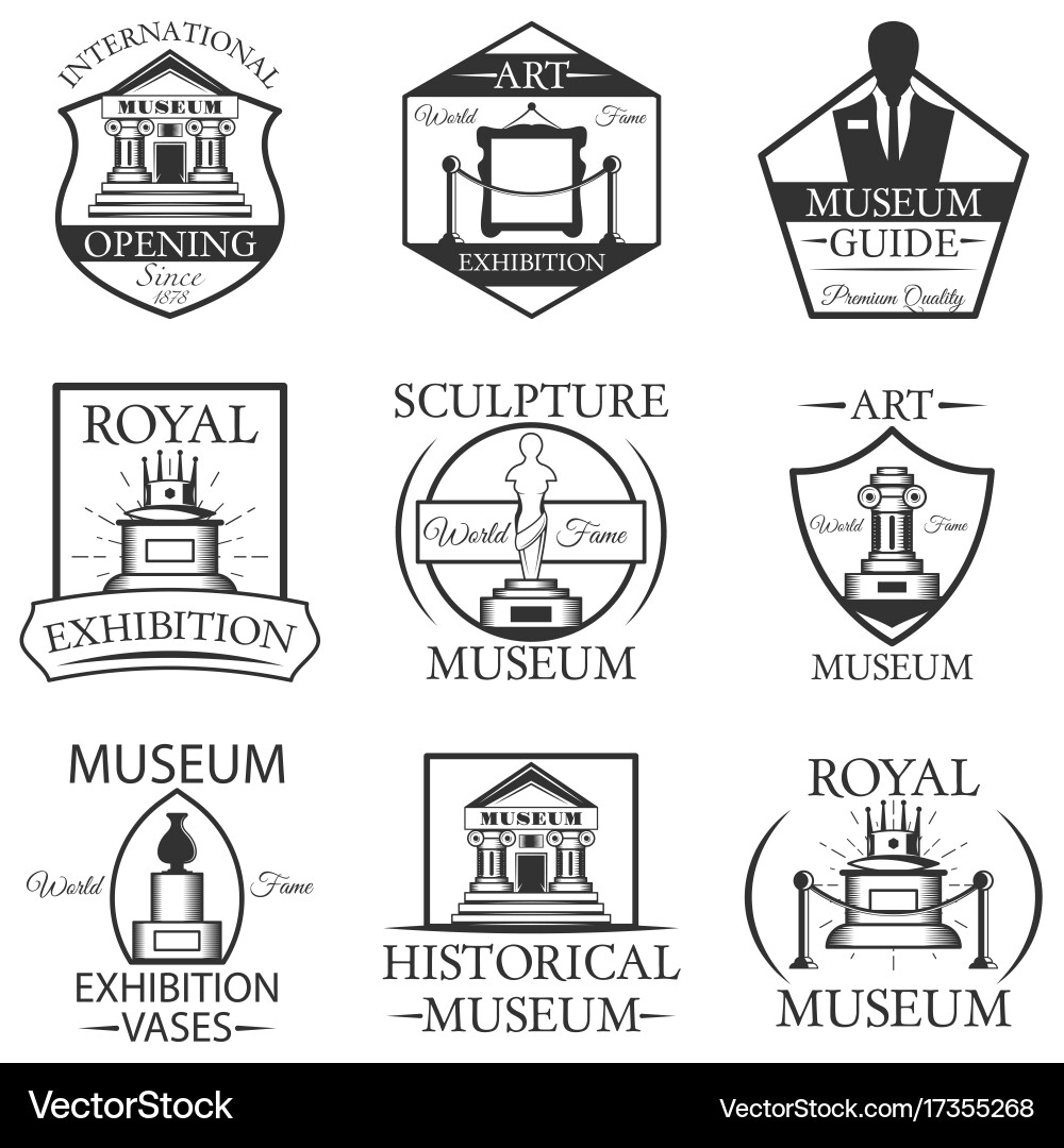 Set of museum isolated labels logo Royalty Free Vector Image