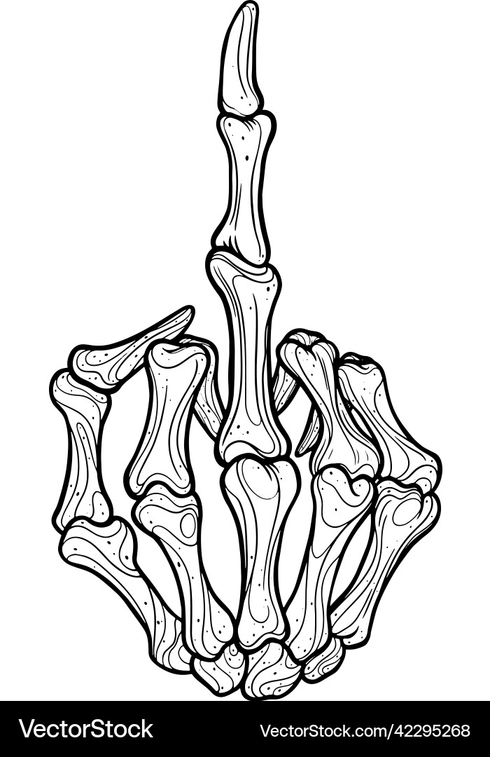 Skeleton Hand Middle Finger Gesture Royalty Free Vector