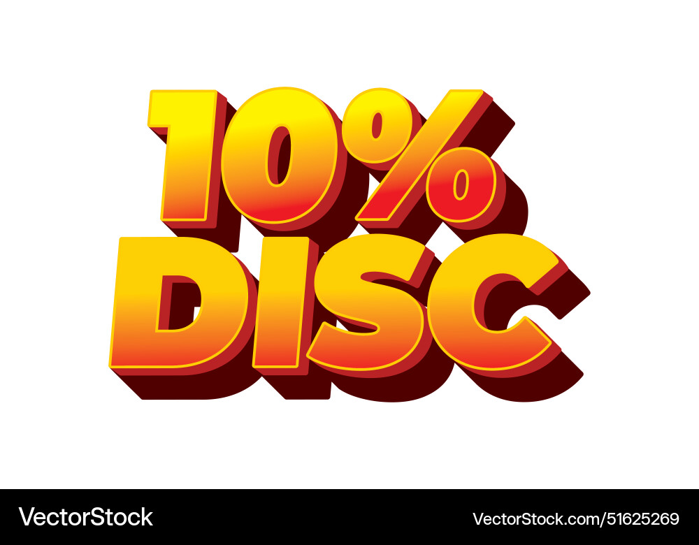 10 percent discount text effect in good colors Vector Image