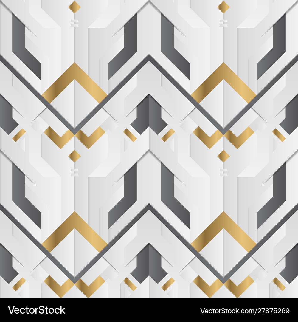 Abstract geometric decor stripes white and golden Vector Image