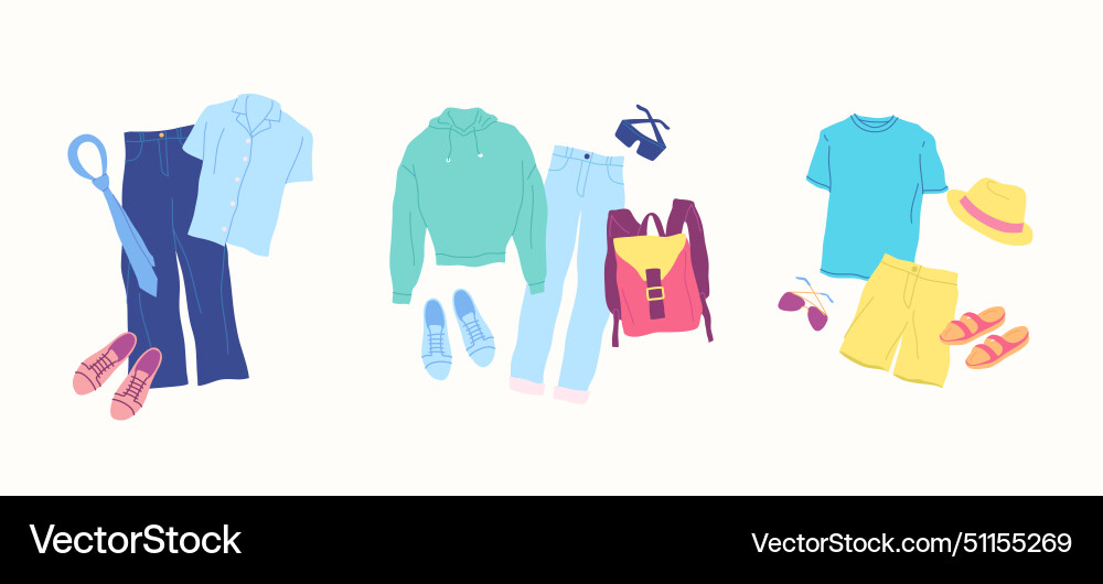 Cartoon clothes male denim combo set Royalty Free Vector