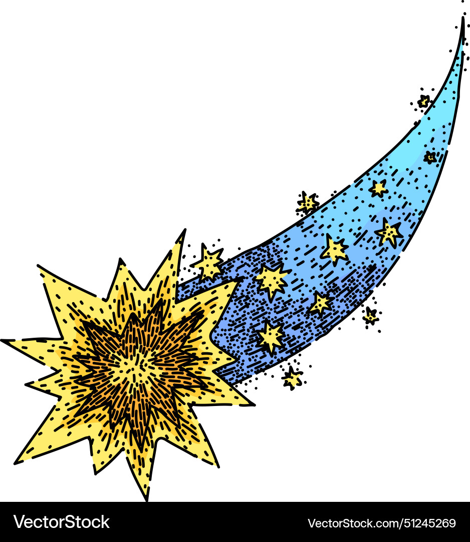 Child star fall sketch hand drawn Royalty Free Vector Image