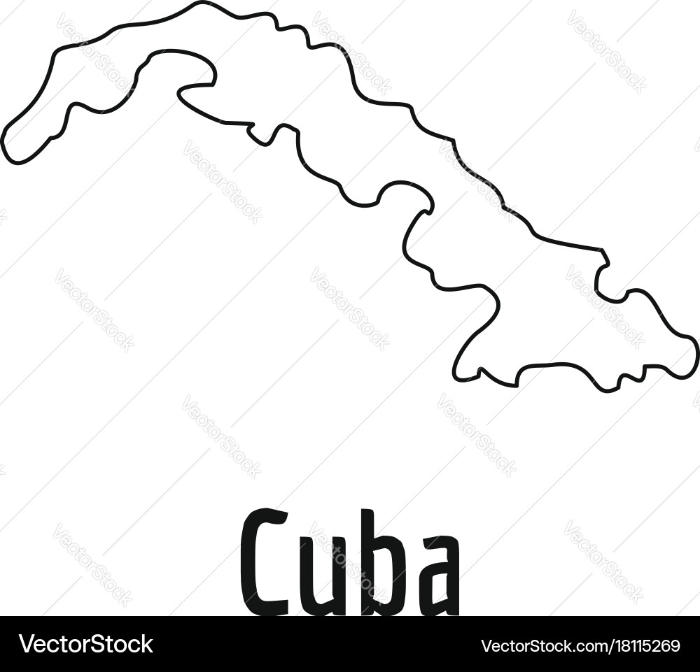 Cuba map thin line simple Royalty Free Vector Image