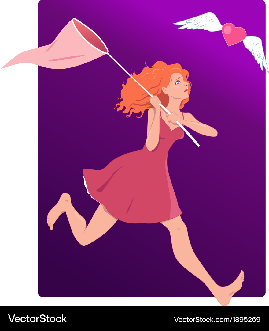 Desperate woman chasing love Royalty Free Vector Image